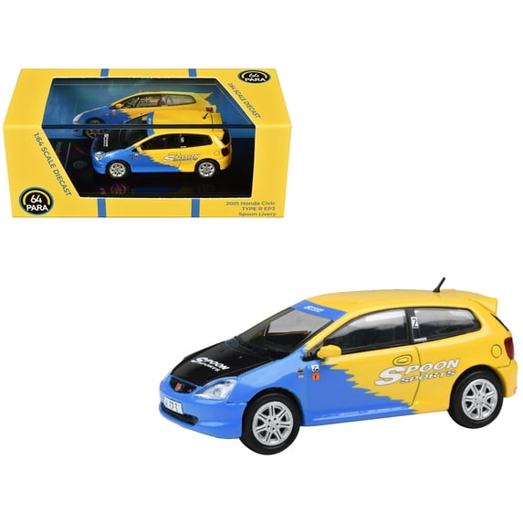 2001 Honda Civic Type R EP3 Blue and Yellow with Black Hood "Spoon ...