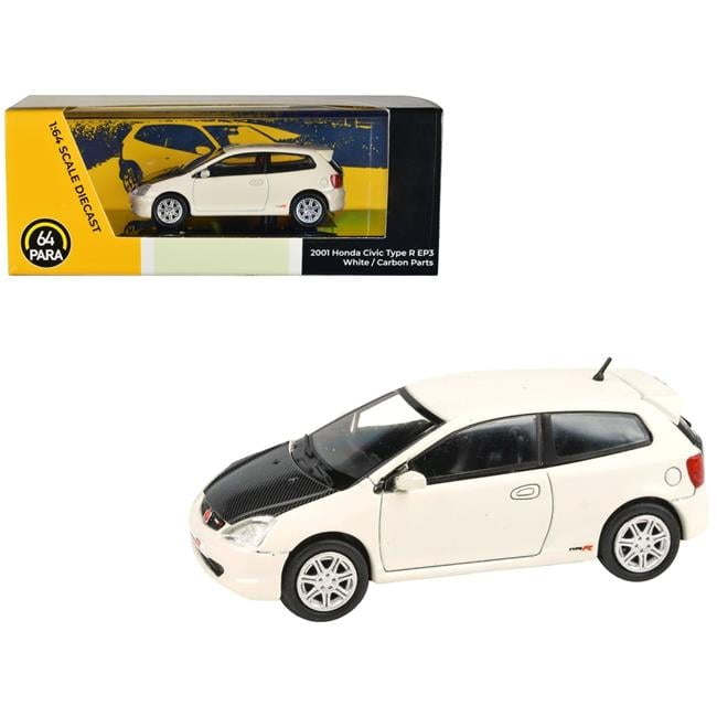 2001 Honda Civic Type R EP3 White with Carbon Hood 1/64 Diecast Model ...