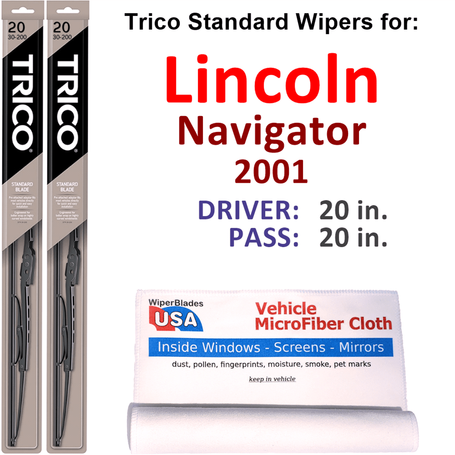 2001 Lincoln Navigator Wiper Blades (Set of 2) - Walmart.com