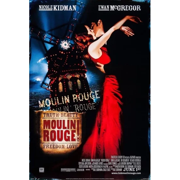 2001 Moulin Rouge Movie Poster Nicole Kidman Ewan Mcgregor UNFRAMED ...