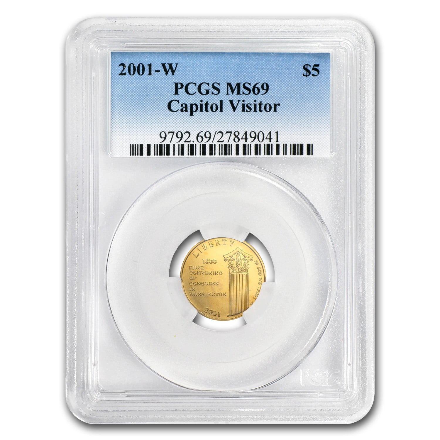 2001-W Gold $5 Commem Capitol Visitor Center MS-69 PCGS - Walmart.com