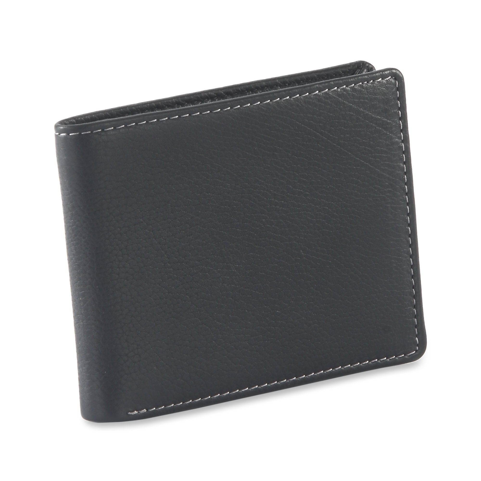 200166-BL Bifold Leather Wallet with Side Flap in Black | Style n Craft ...