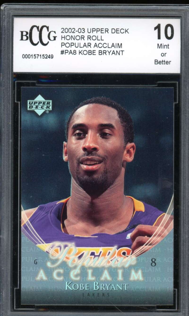 2002-03 Upper Deck Honor Roll Popular Acclaim #PA8 Kobe Bryant BGS BCCG ...