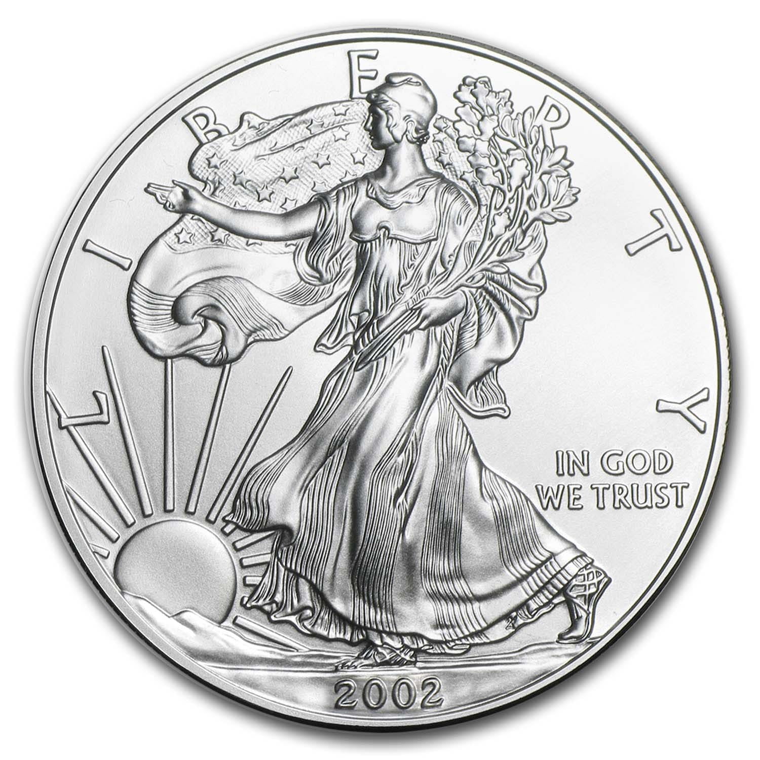 2002 BU American Silver Eagle Bullion Coin - US Liberty Edition ...