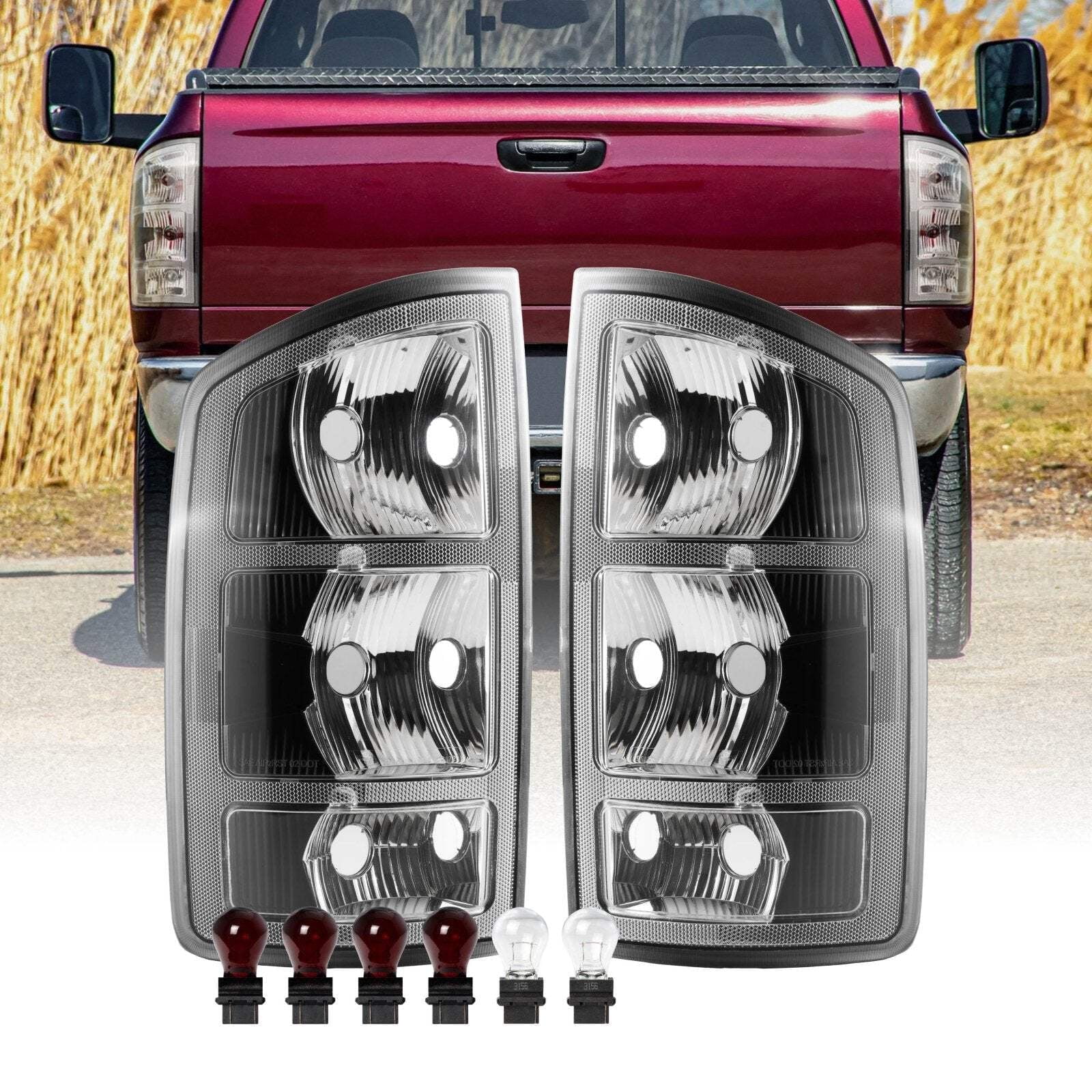 2002-2006 Dodge Ram Pick-Up Truck 1500 Chrome / Black Housing All Clear ...