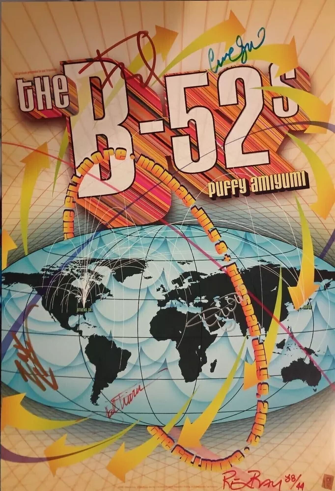2002 B-52s Poster Reproduction concert poster facsimile band signed 16 ...
