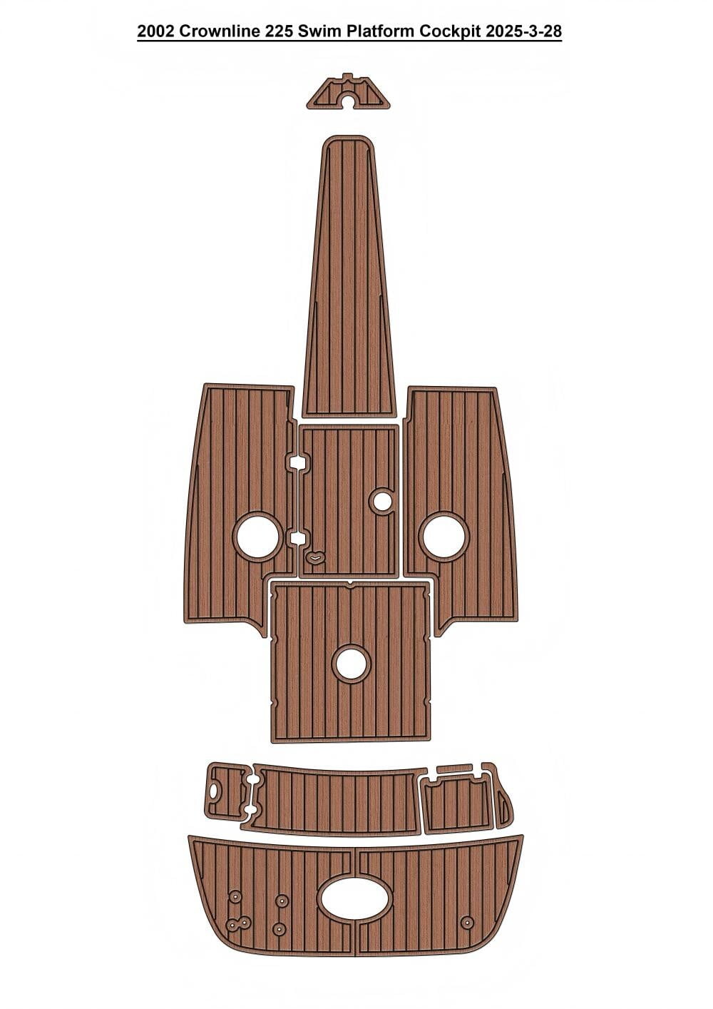 2002 Crownline 225 Swim Platform Cockpit Boat EVA Teak Deck Floor Pad ...