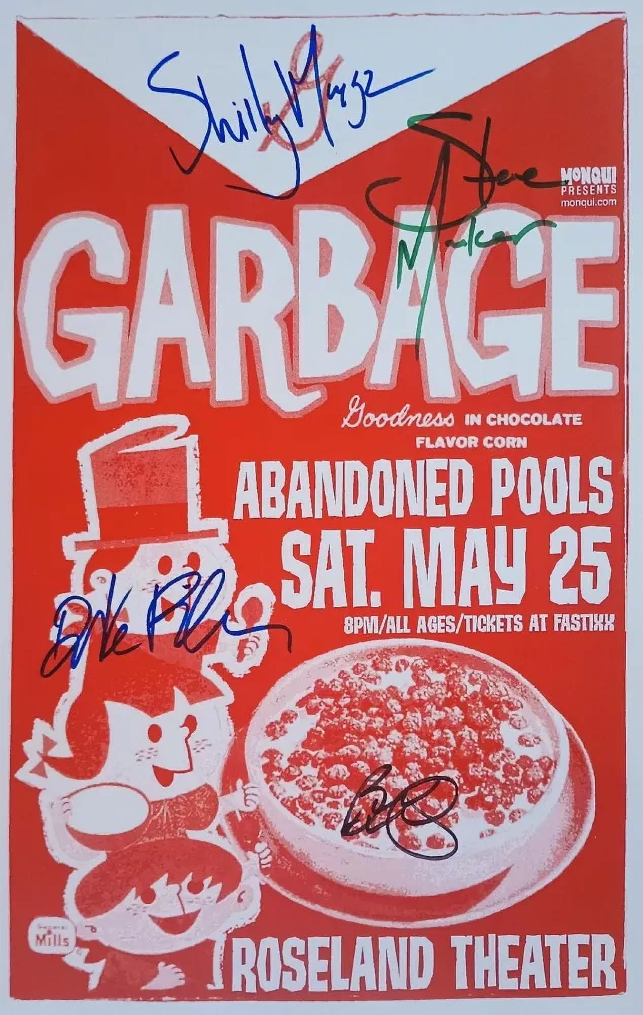 2002 Garbage Band concert poster Wall Art Print very scarce es 24 x 36 ...