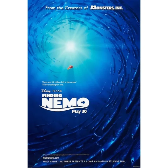 2003 Disney Finding Nemo Movie Poster Dory Gill Bloat Bubbles UNFRAMED ...