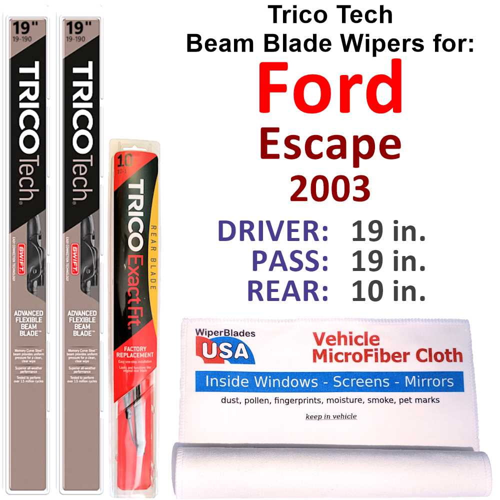 2003 Ford Escape Beam Blade Wipers (Set of 3) w/Rear Wiper - Walmart.com