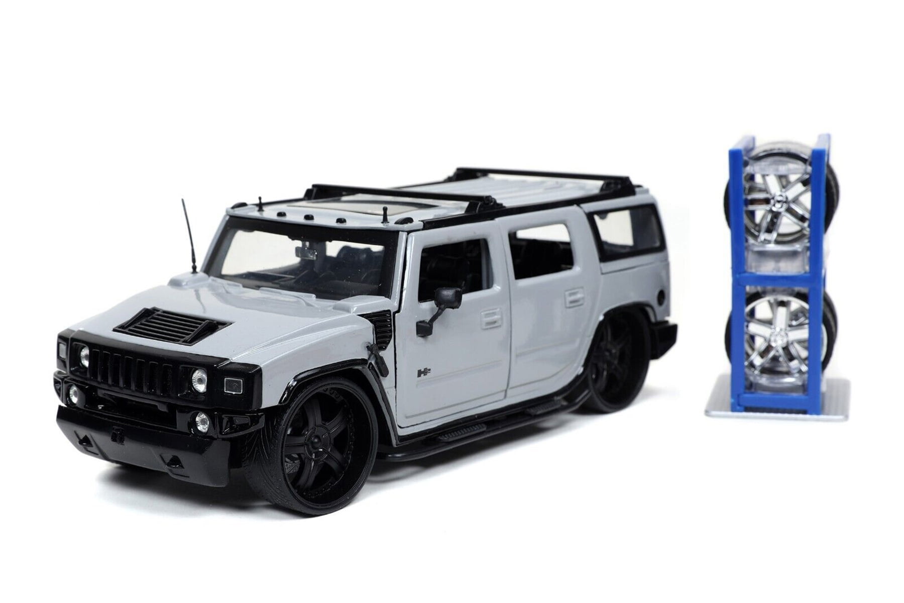 2003 Hummer H2 w/Extra Wheels, Gray - Jada Toys 32310 - 1/24 Scale ...