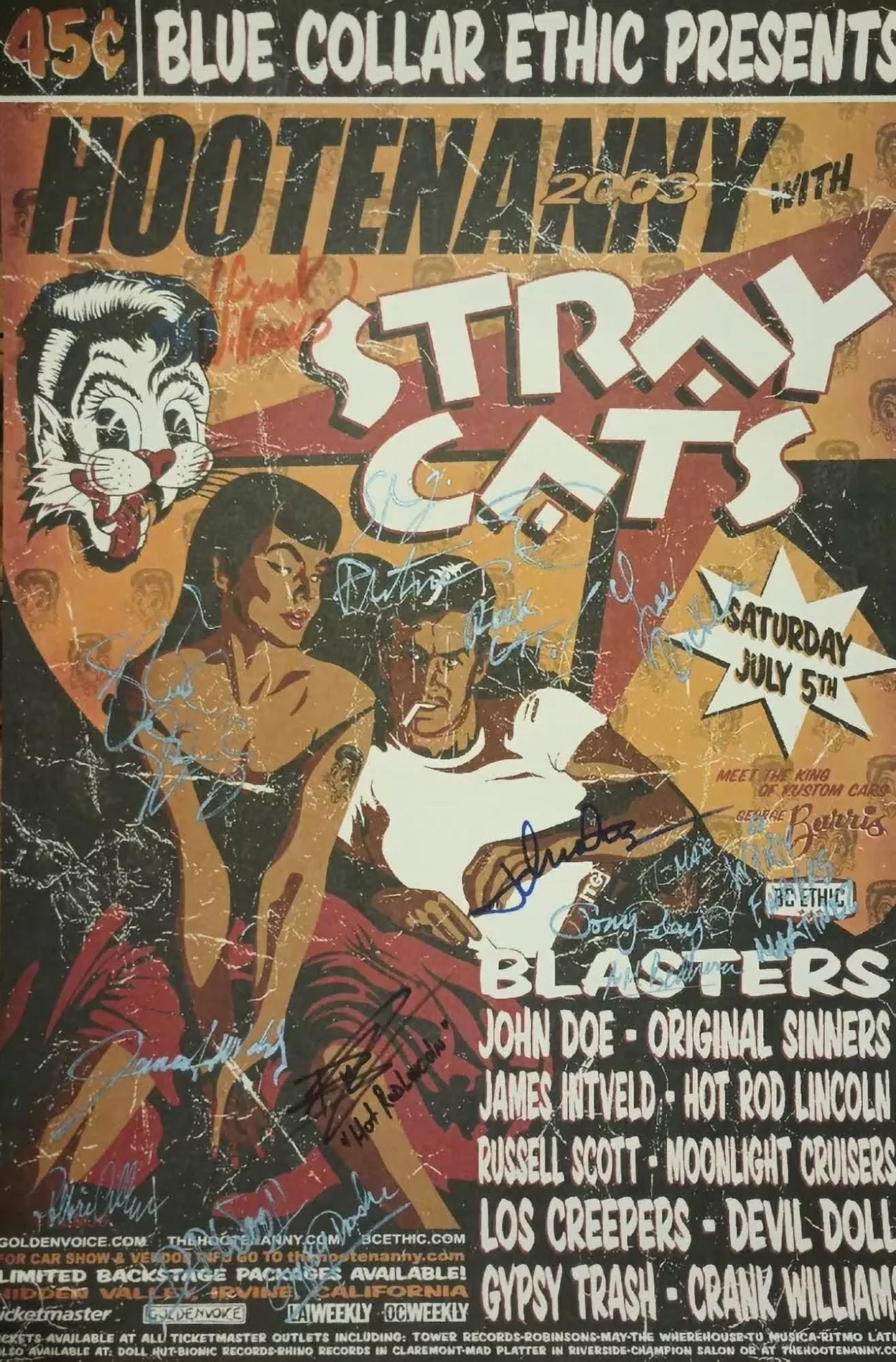 2003 Stray Cats Concert Poster Wall Art Print Brian Setzer facsimile signed 11 x 17 Inch Poster ...