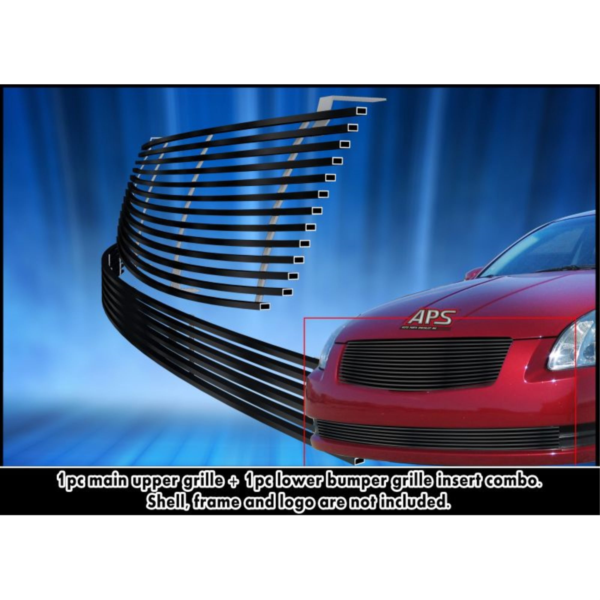 APS 2004-2006 Nissan Maxima Black Stainless Steel Billet Grille ...