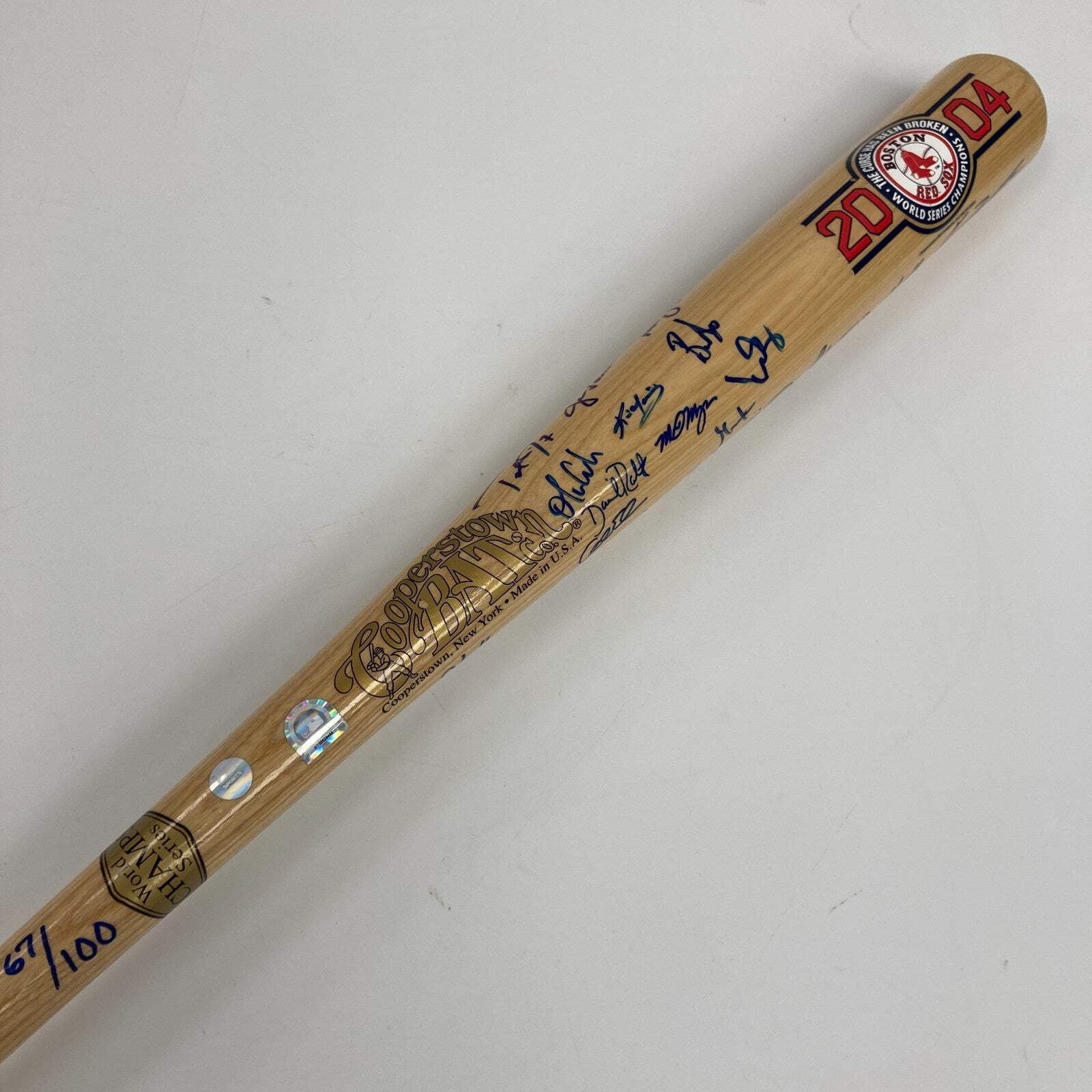 2004 Boston Red Sox World Series Champs Team Signed Baseball Bat MLB ...