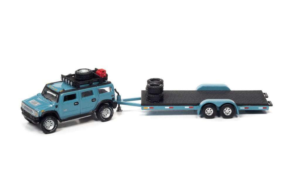2004 Hummer H2 with Open Car Trailer, Custom Ocean Blue - Johnny ...