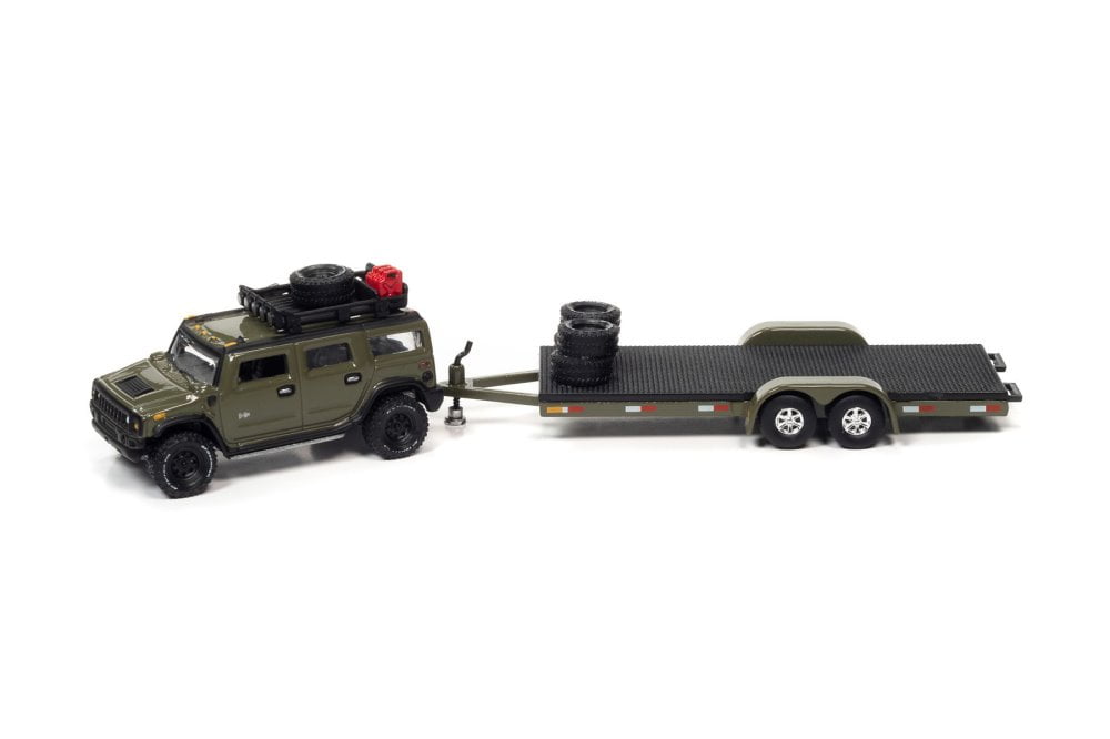 2004 Hummer H2 with Open Car Trailer, Medium Sage Green - Johnny ...