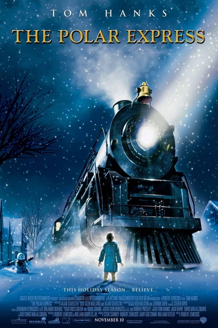 2004 The Polar Express Movie Poster Tom Hanks Jolly Man Bell UNFRAMED ...
