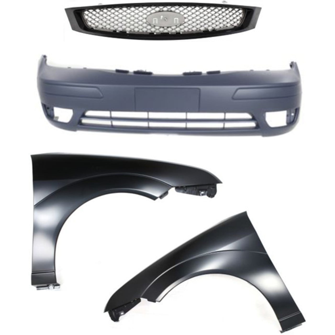 2005-07 Ford for Focus Front Bumper Cover Kit with Fog Light Holes ...