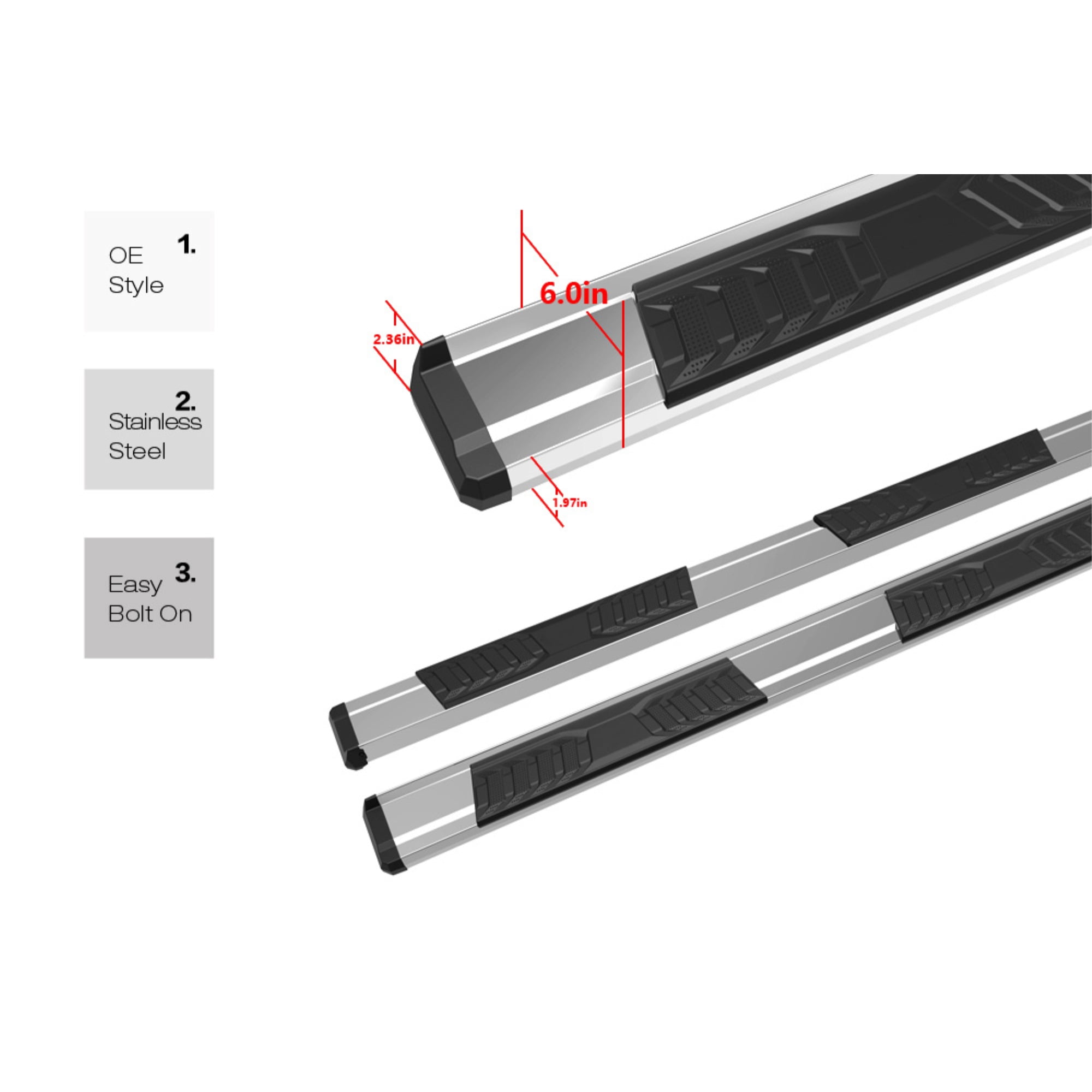 2005-2022 Nissan Frontier Crew Cab Stainless Steel + PE Step Area ...