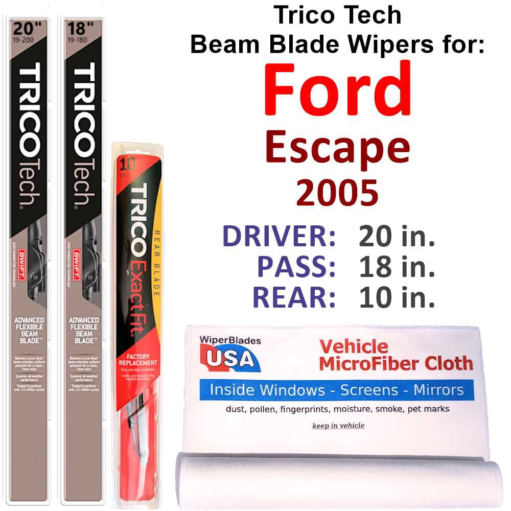 2005 Ford Escape Beam Blade Wipers (Set of 3) w/Rear Wiper - Walmart.com