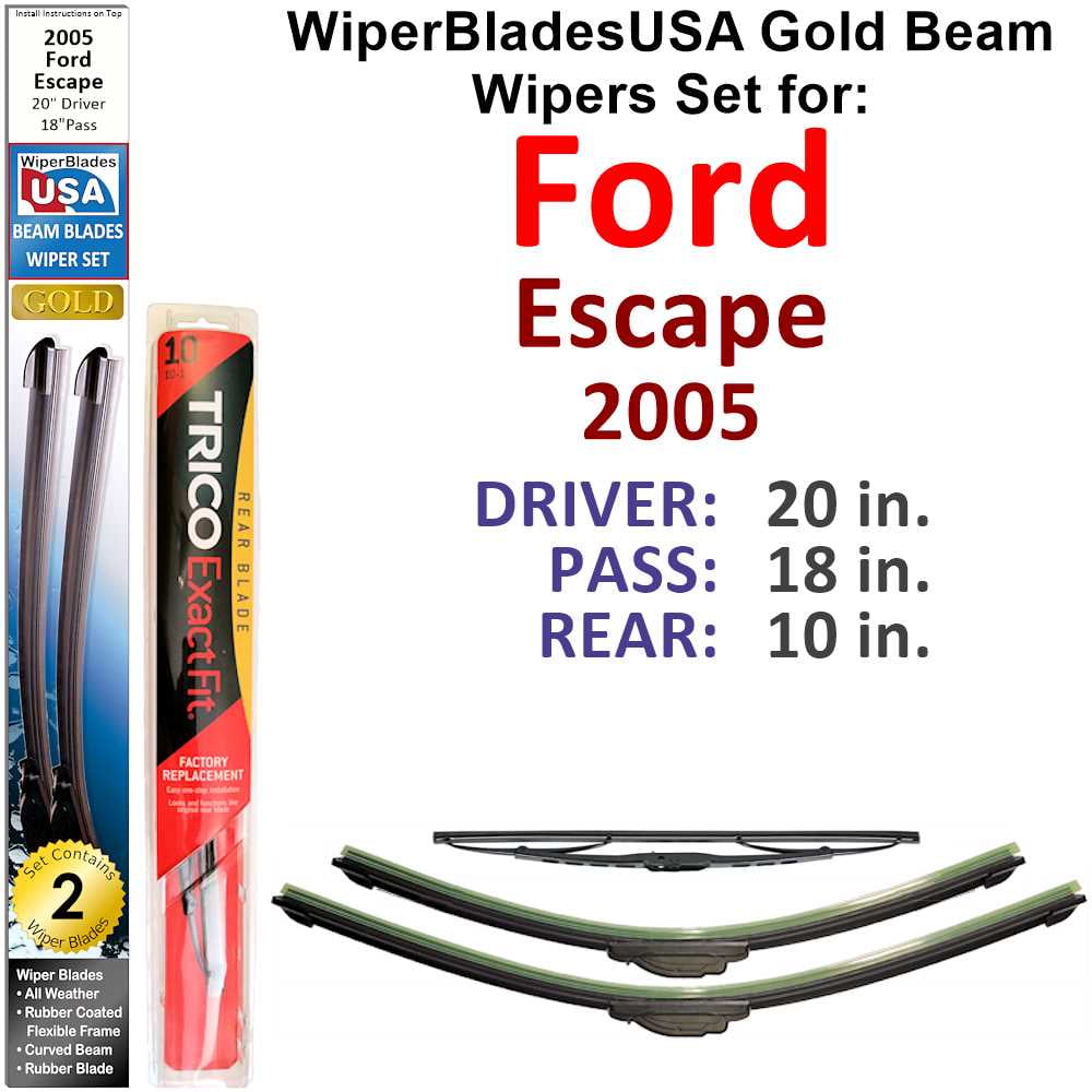 2005 Ford Escape Beam Wiper Blades Wipers WBUSA (Set of 3) w/Rear Wiper ...