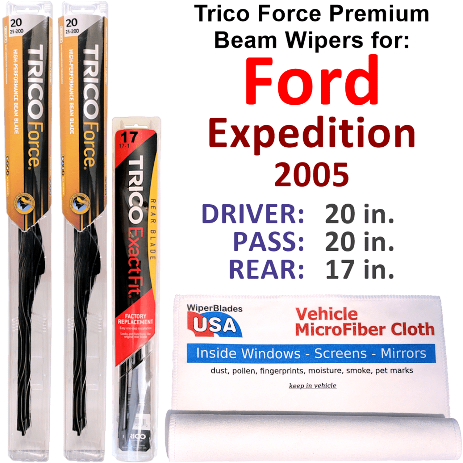 2005 Ford Expedition Performance Beam Wipers (Set of 3) w/Rear Wiper ...