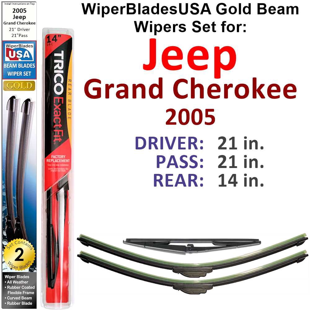 2005 Jeep Grand Cherokee Beam Wiper Blades Wipers WBUSA (Set of 3) w ...