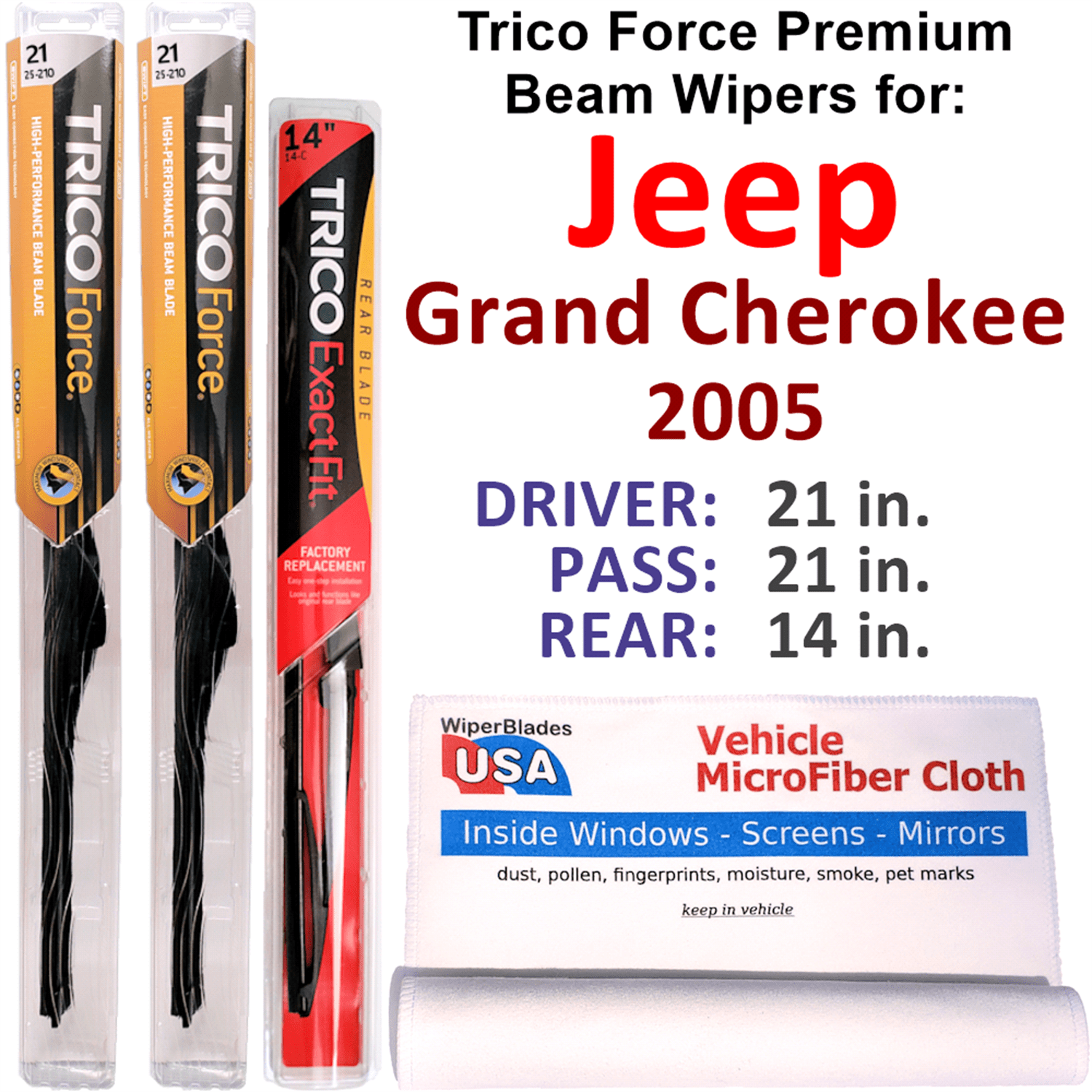 2005 Jeep Grand Cherokee Performance Beam Wipers (Set of 3) w/Rear ...