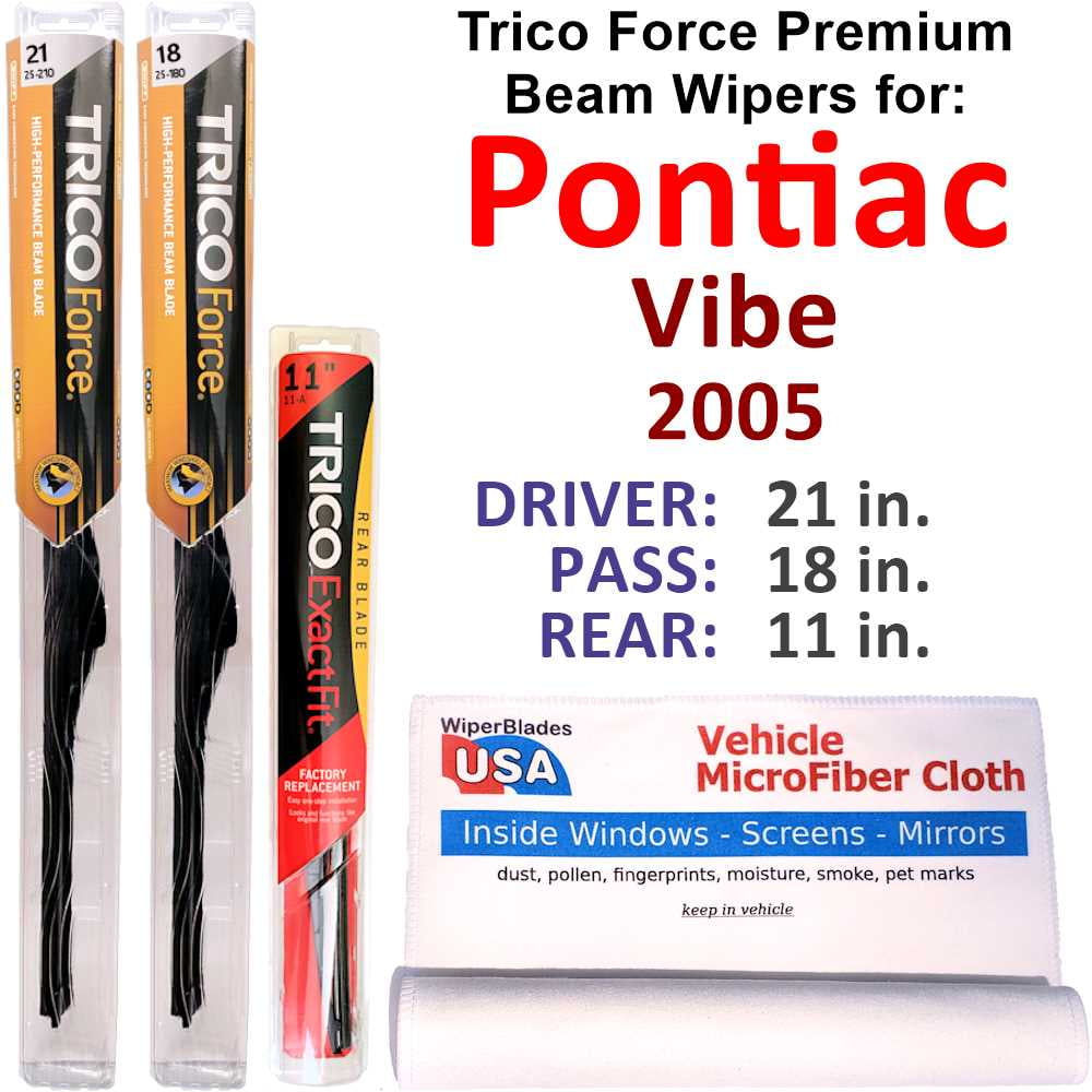 2005 Pontiac Vibe Performance Beam Wipers (Set of 3) w/Rear Wiper ...