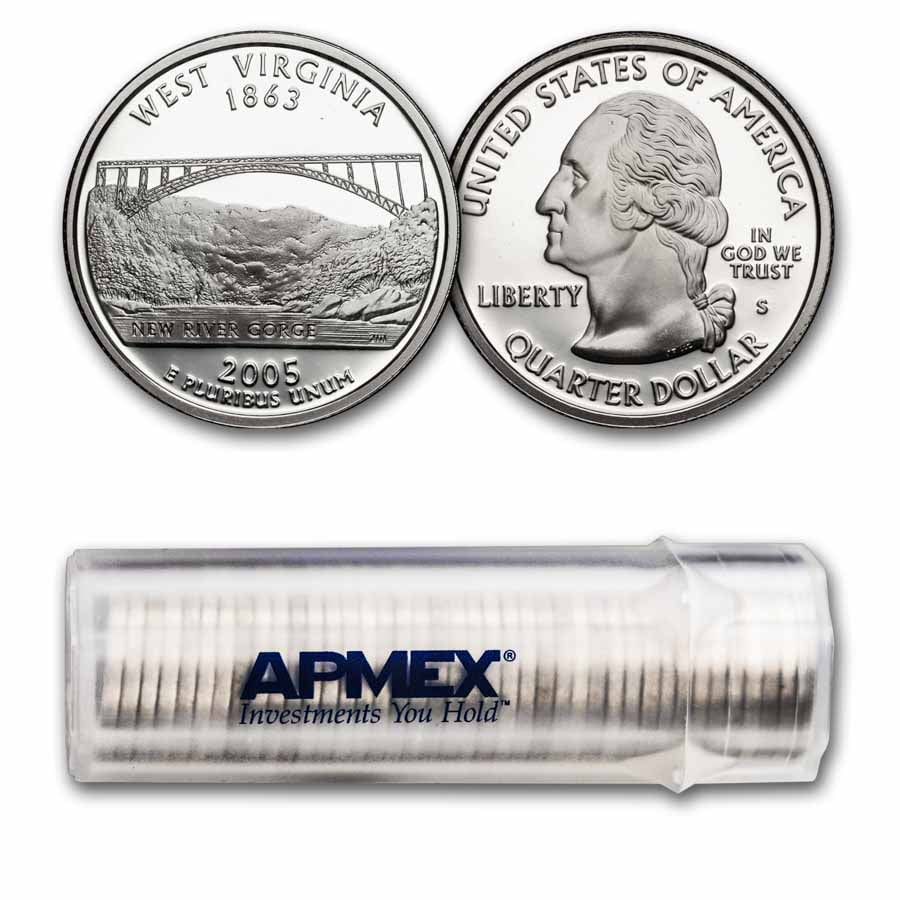 2005-S W. Virginia State Quarter Gem Proof 40-Coin Roll (Silver ...