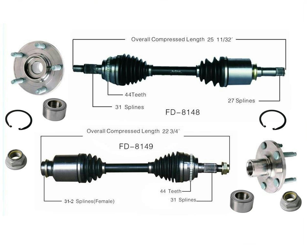 2007-2010 for Ford for Edge AWD & for Lincoln for MKX CV Axle & Hub Kit ...
