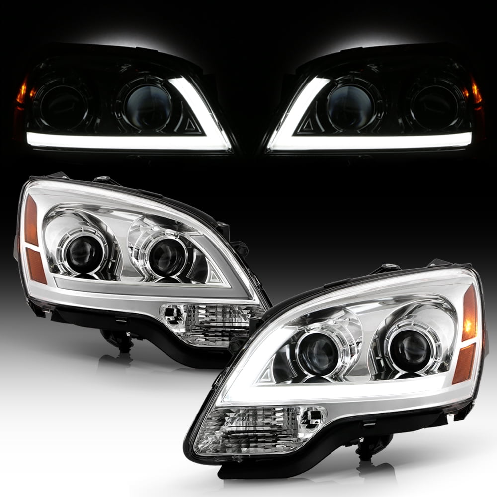 2007-2012 GMC Acadia Chrome LED Tube Projector Headlights Headlamps ...