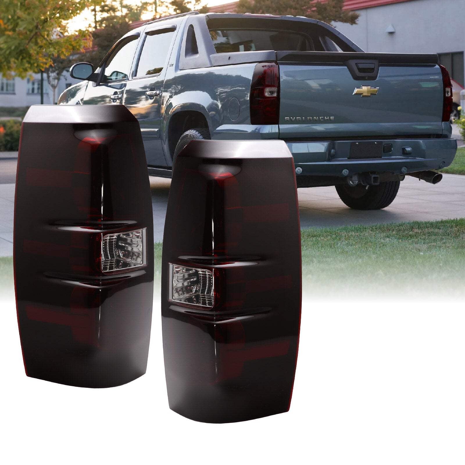 2007-2013 Chevrolet Chevy Avalanche Dark Cherry Red Lens Tail Lights ...