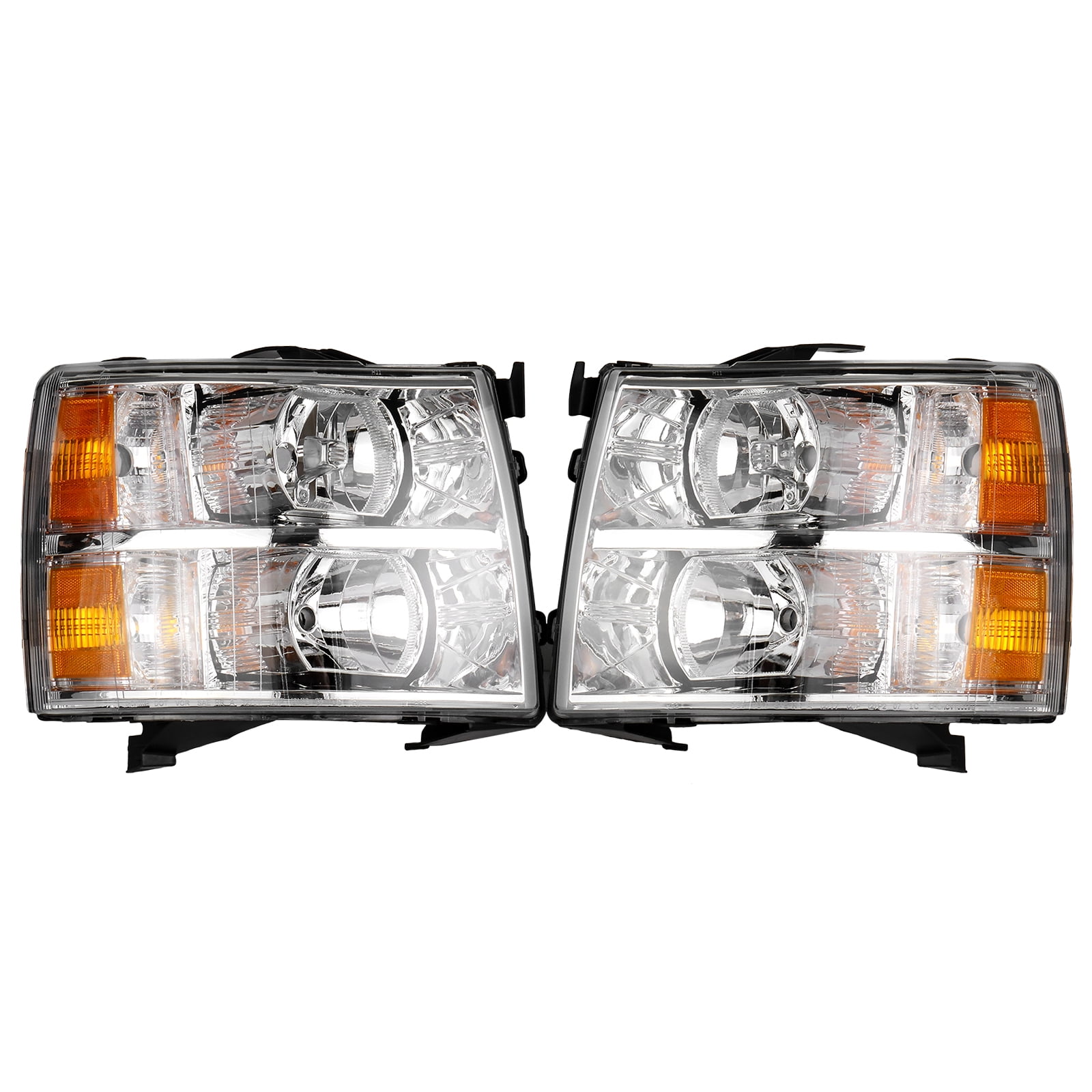 2007-2013 Chevy Silverado1500 2500 3500 Crystal Headlights Headlamps ...