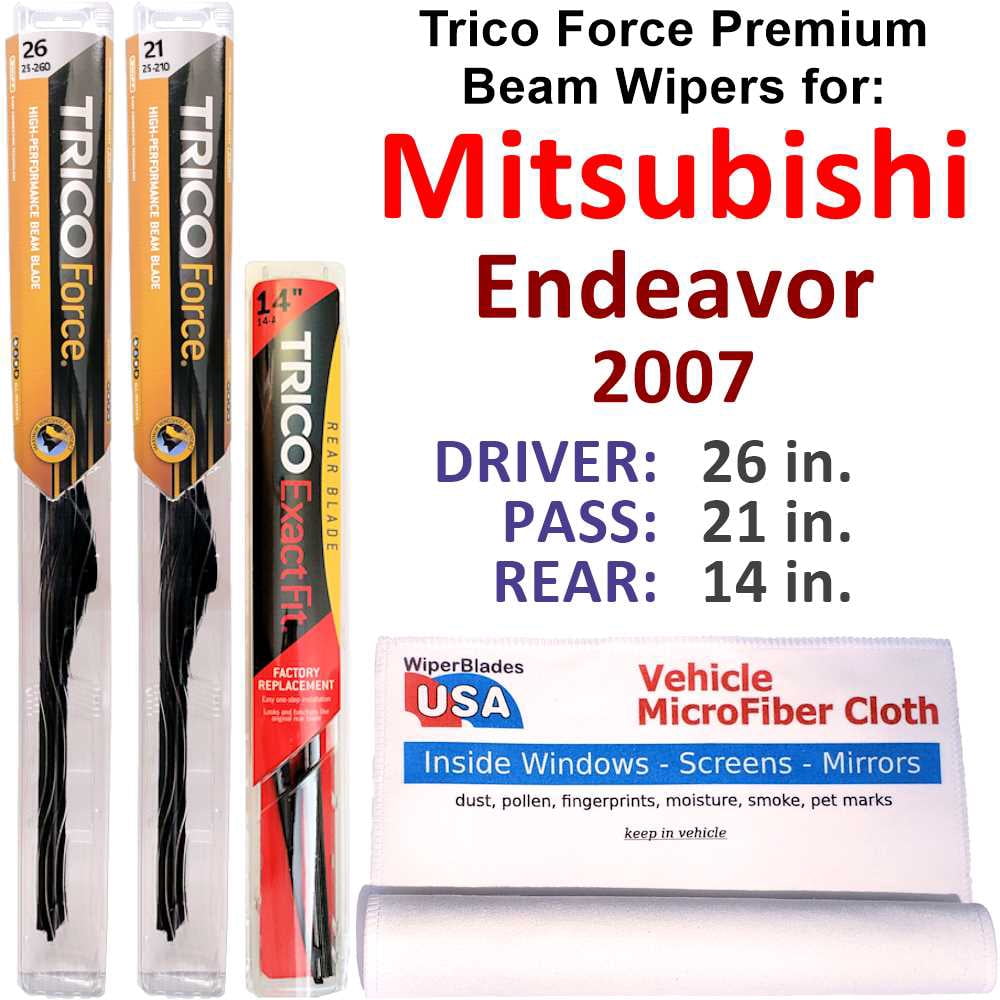 2007 Mitsubishi Endeavor Performance Beam Wipers (Set of 3) w/Rear ...