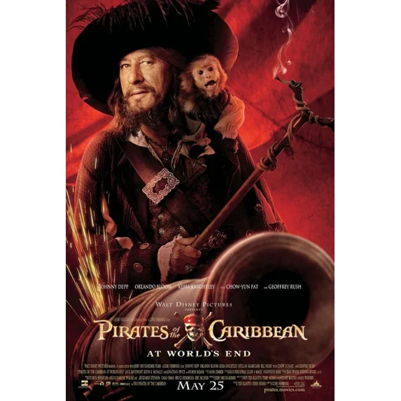 2007 Pirates Of The Caribbean Movie Poster Jack Sparrow Johnny Depp ...
