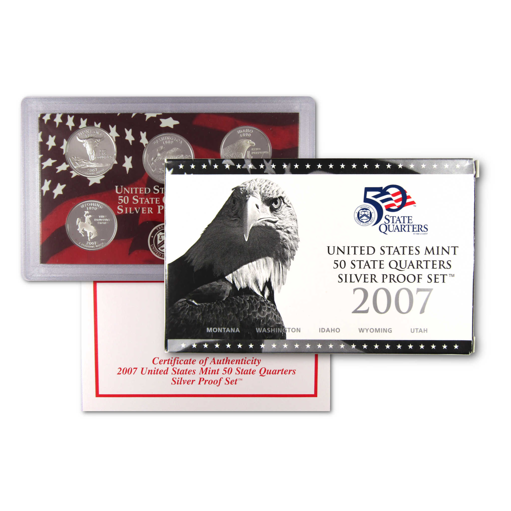 2007 State Quarter Silver Proof Set U.S. Mint Packaging OGP COA ...