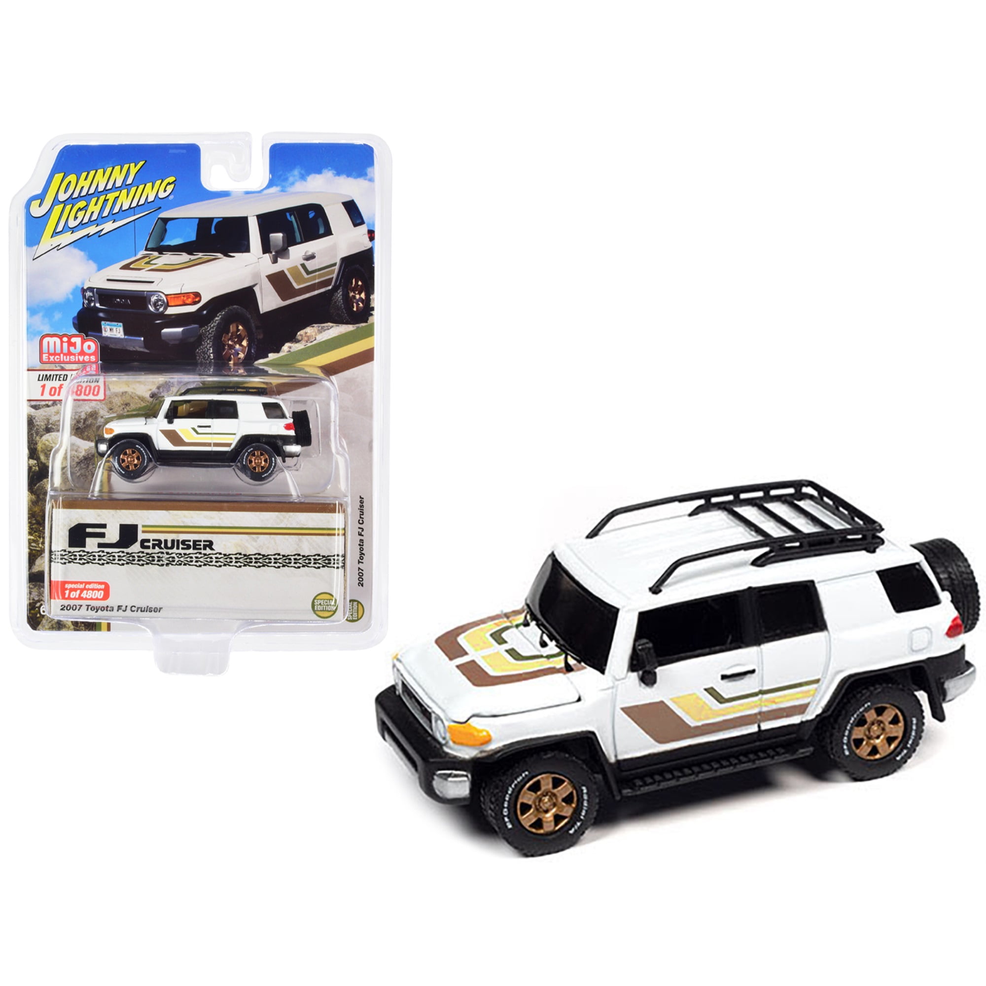 2007 Toyota FJ Cruiser White with Roof Rack Black Limited Edition 1/64 ...