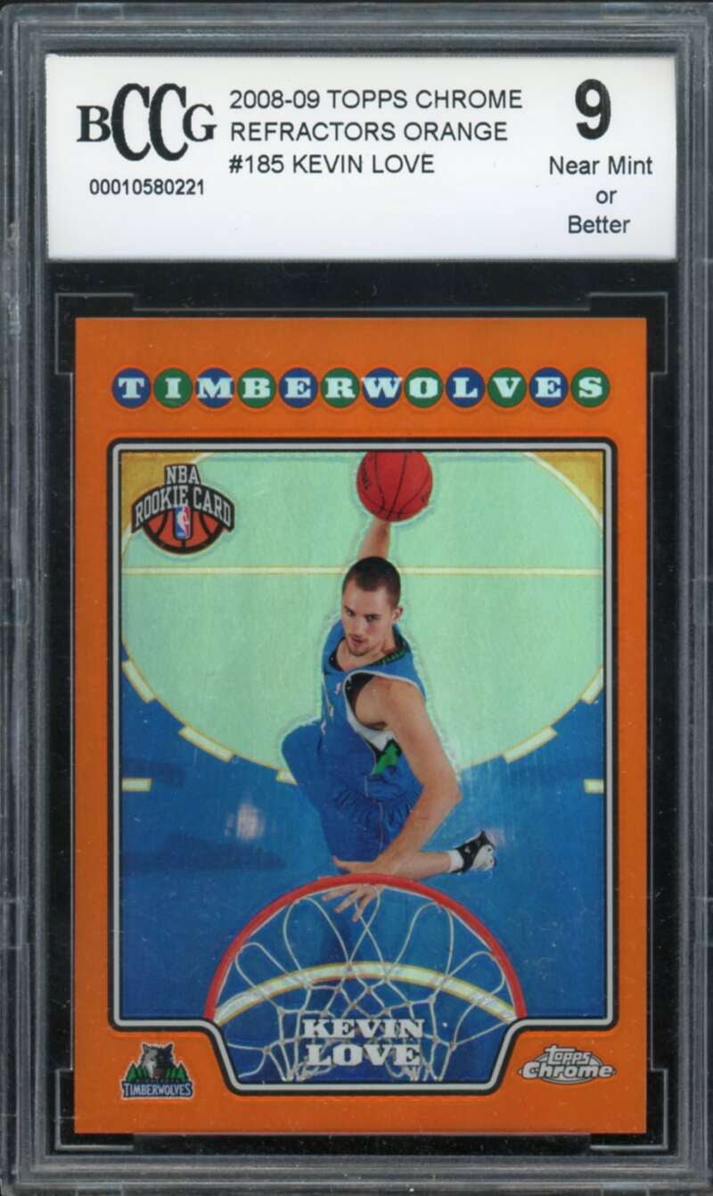 2008-09 Topps Chrome Refractors Orange #185 Kevin Love Rookie Card BGS ...