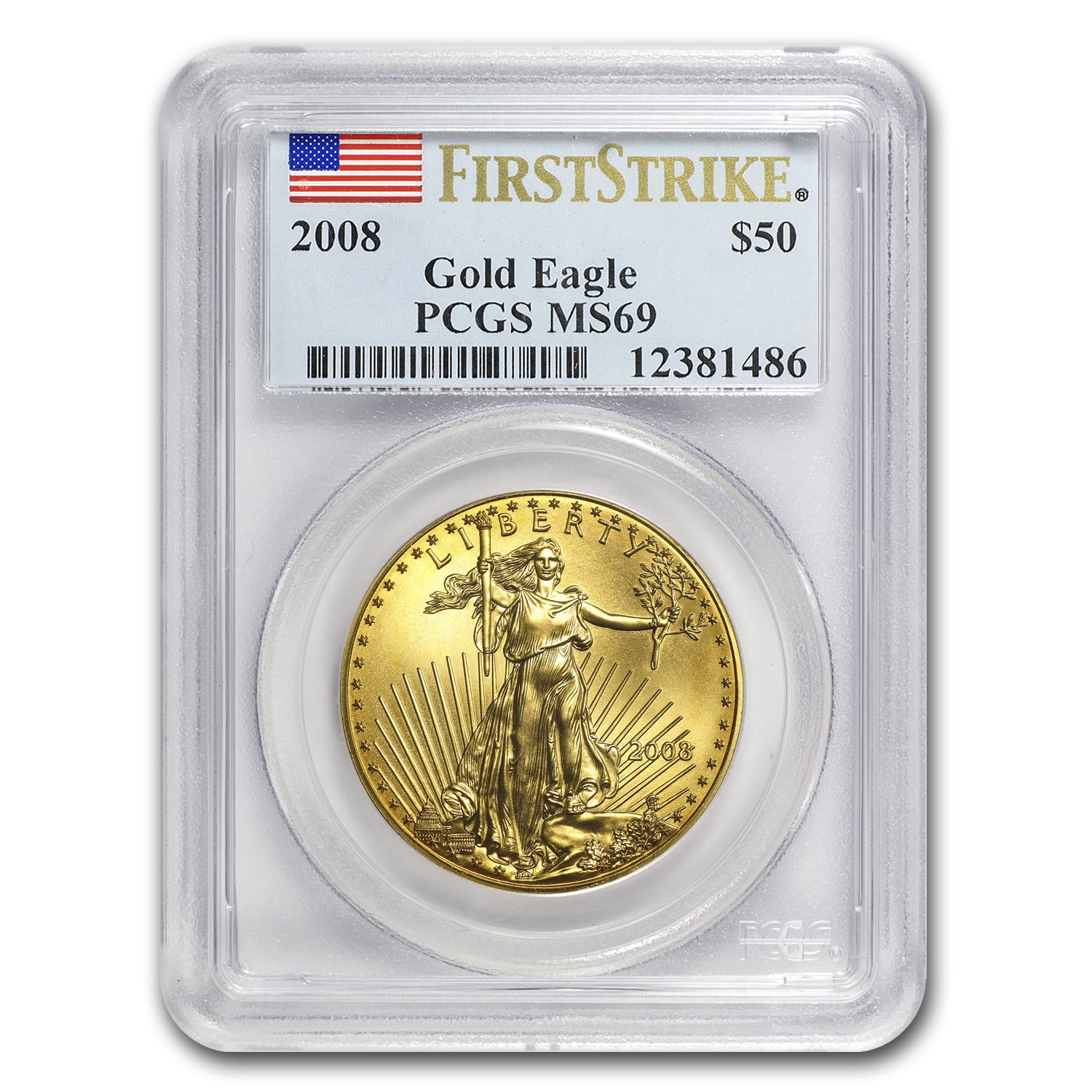 2008 1 oz American Gold Eagle MS-69 PCGS (FS) - Walmart.com
