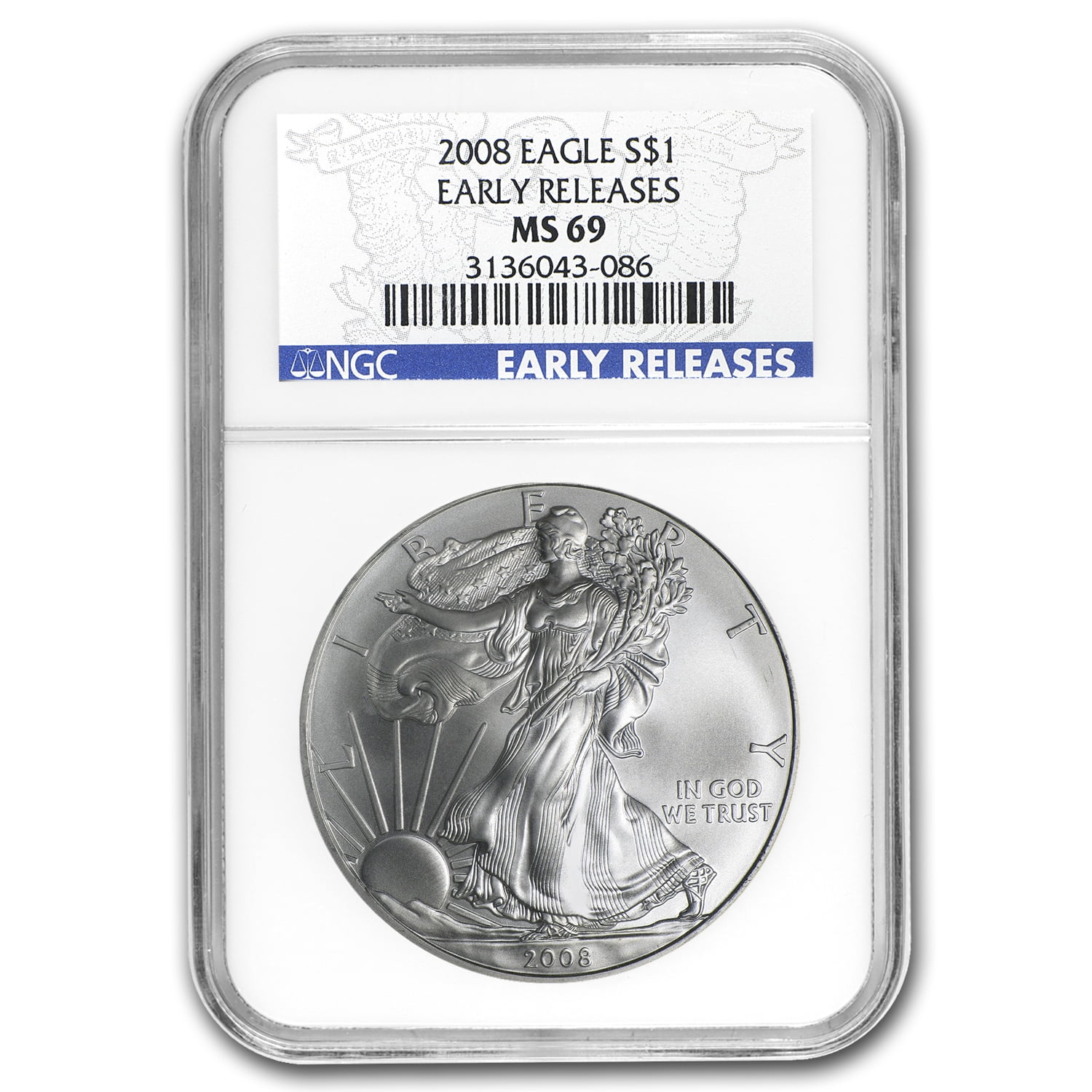 2008 American Silver Eagle MS-69 NGC (Early Release) - Walmart.com