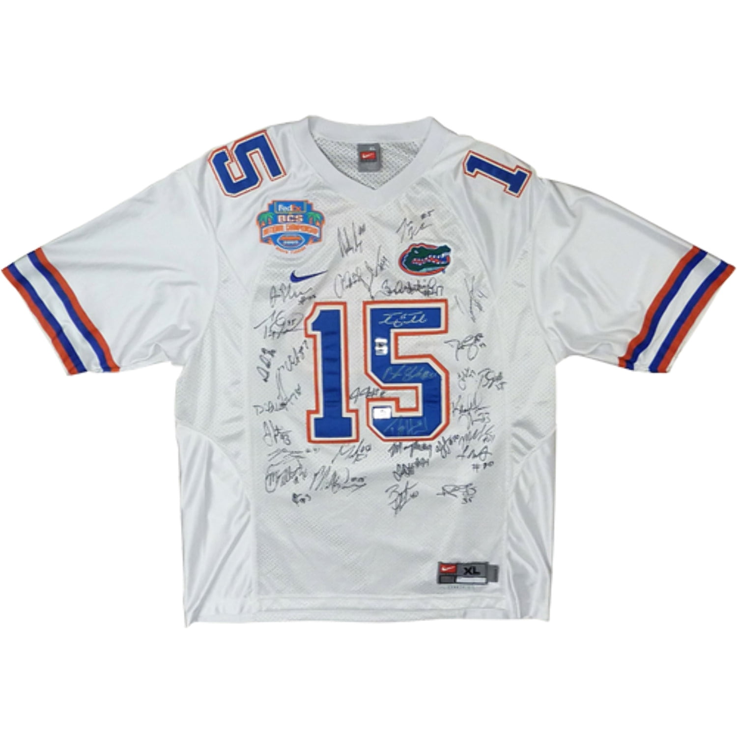 2008 Florida Gators National Champions Team Autographed (White #15 Nike ...