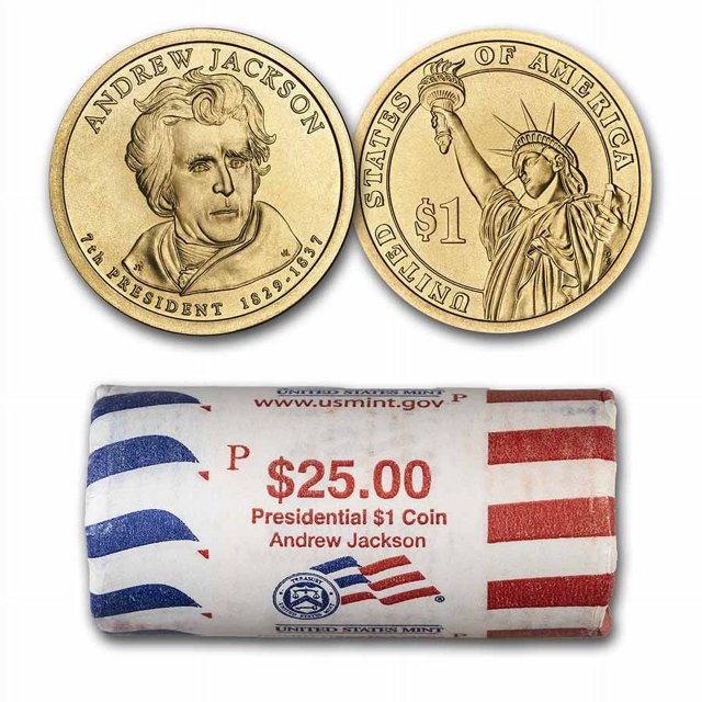 2008-P Andrew Jackson 25-Coin Presidential Dollar Roll - Walmart.com