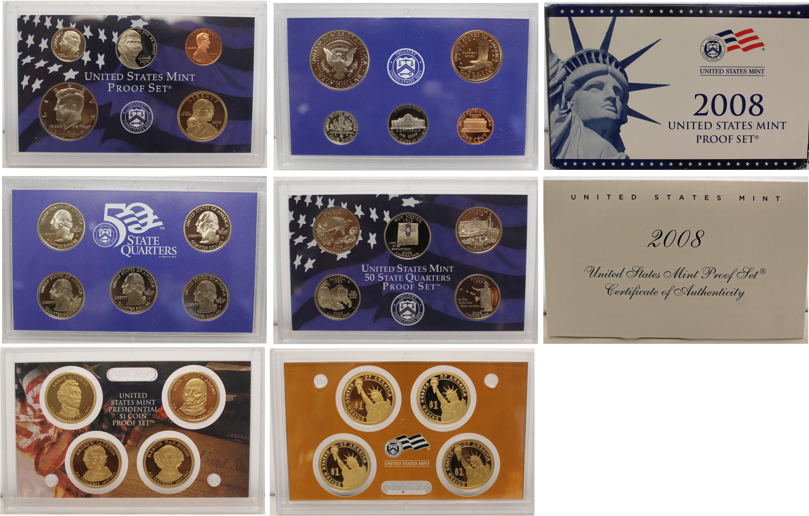 2008 Proof Set - U.S. Mint 14-Coin Clad Set - Includes Presidential ...