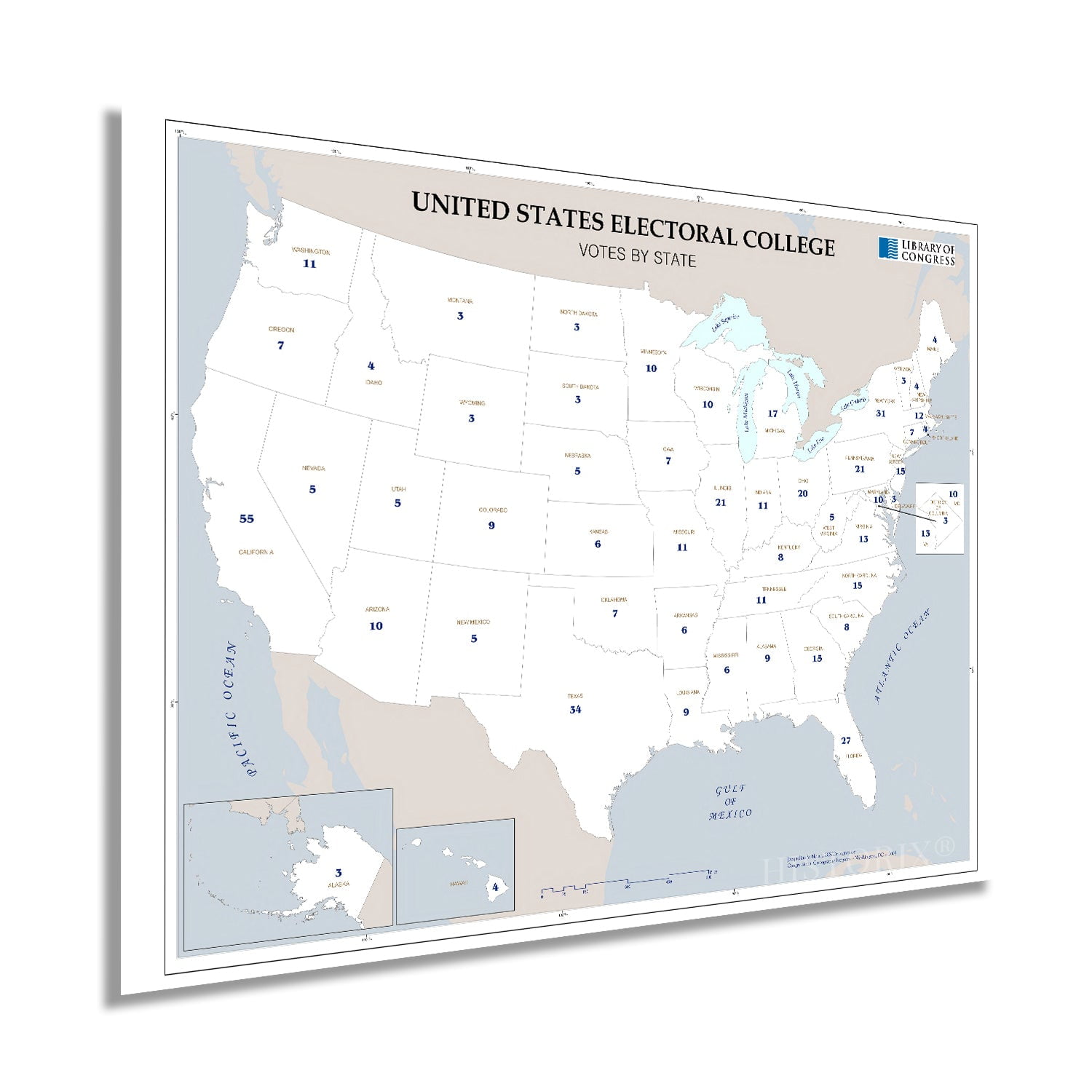 2008 United States Electoral College Votes by State Map Poster ...