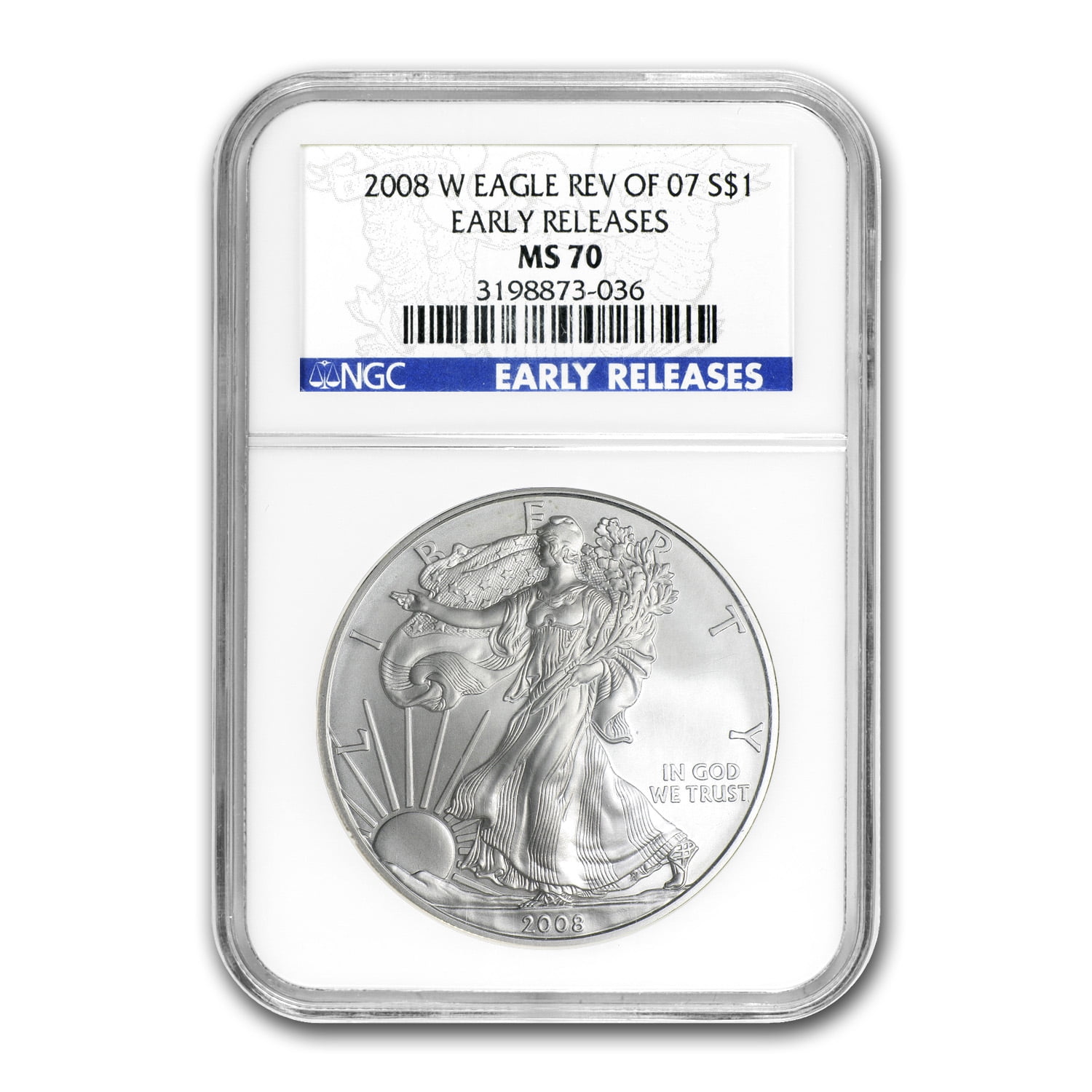 2008-W Burnished American Silver Eagle MS-70 NGC (ER, Rev '07) - Walmart.com