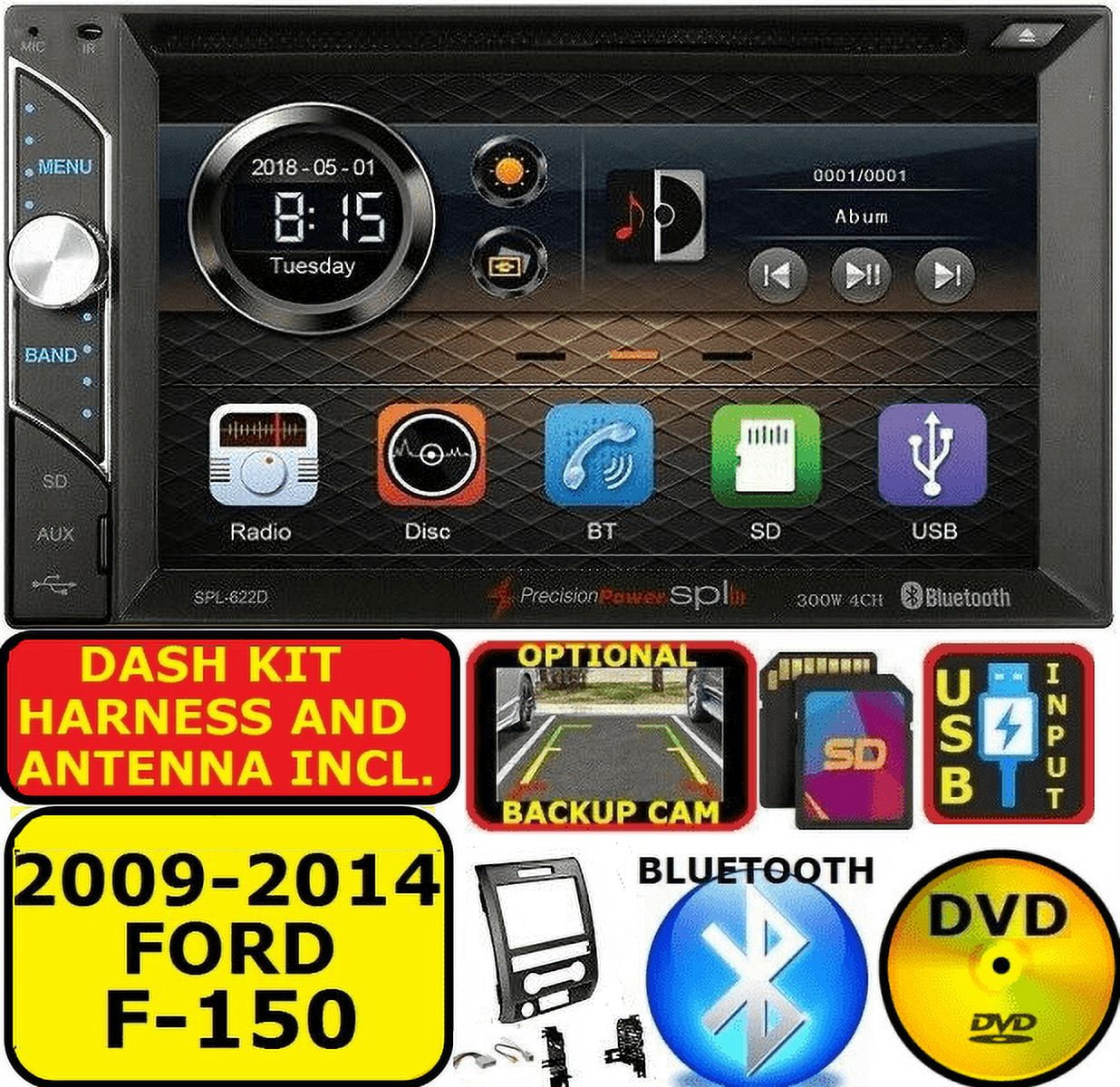 2009-14 FORD F150 TOUCHSCREEN BLUETOOTH USB CD/DVD USB AUX SD CAR RADIO ...