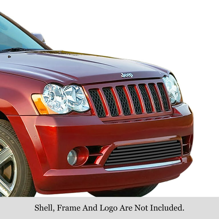2009 2010 Jeep Grand Cherokee Srt8 Stainless Steel Black Powder Coated Finish 8X6 Horizontal Billet Black Stainless Steel Billet Grille