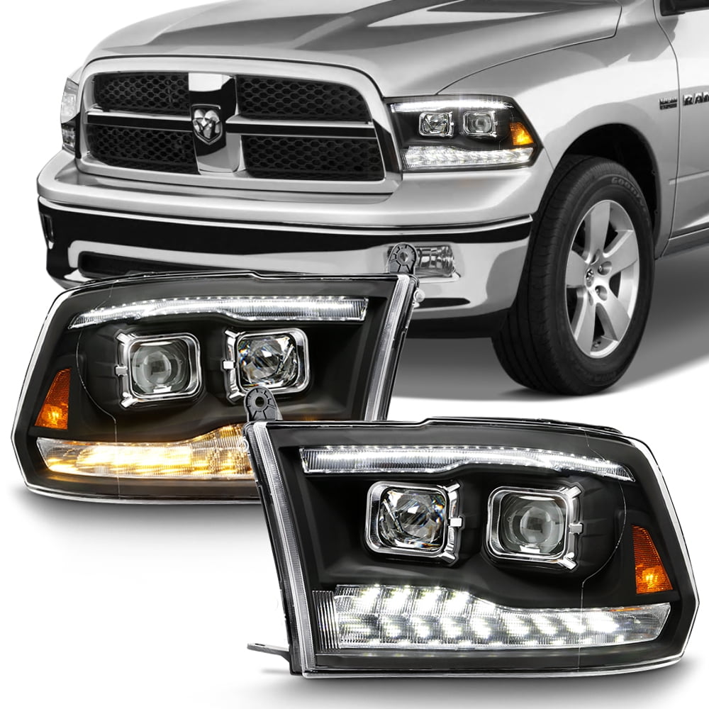 2009-2018 Dodge Ram 1500 2500 3500 Black LED DRL/Turn Dual Projector ...