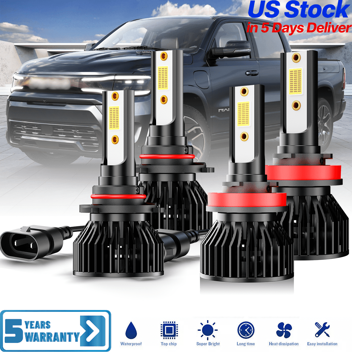 For 2009-2020 Dodge Ram 1500 2500 3500 4500 5500, 9005 + H11 LED ...